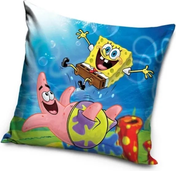 Carbotex Dětský polštářek Sponge Bob a Patrikova trampolína 40x40 cm
