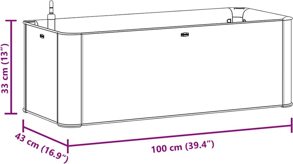 Zahradní vyvýšený záhon se samozavlažováním šedý 100x43x33 cm 317576