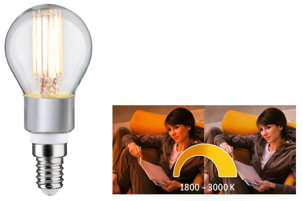 Paulmann 28778 LED žárovka Drop, 5W LED 1800 - 3000K dim-to-warm stmívatelná, výška 9,9cm