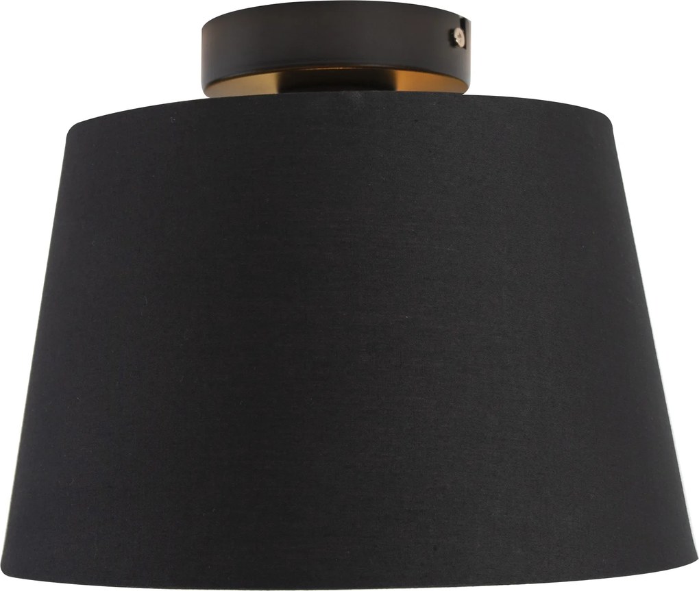 Stropní svítidlo s bavlněným stínítkem černé se zlatem 25 cm - Combi Black