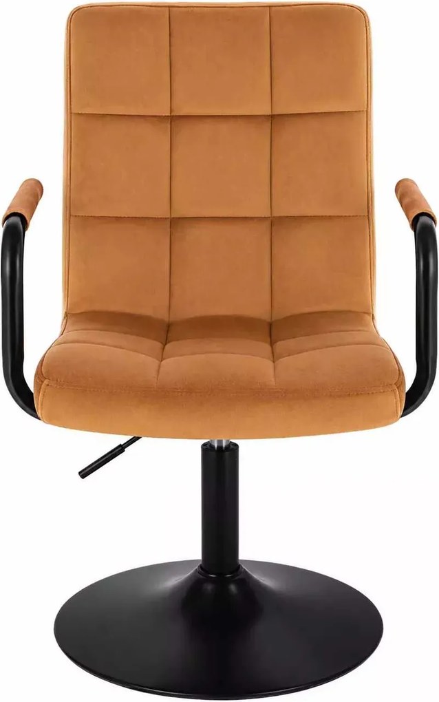 LuxuryForm DESIGN Otočná židle VERONA BLACK VELUR na černém talíři - medová