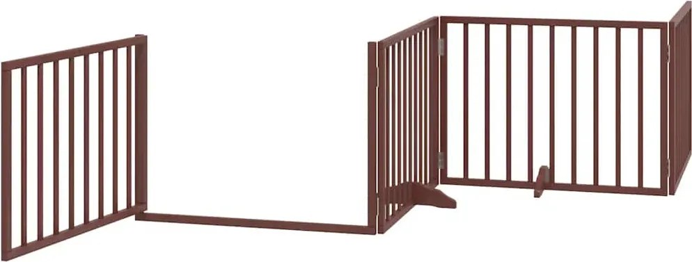 Zábrana pro psy s dvířky skládací 6 panelů hnědá 480 cm topol 3155577