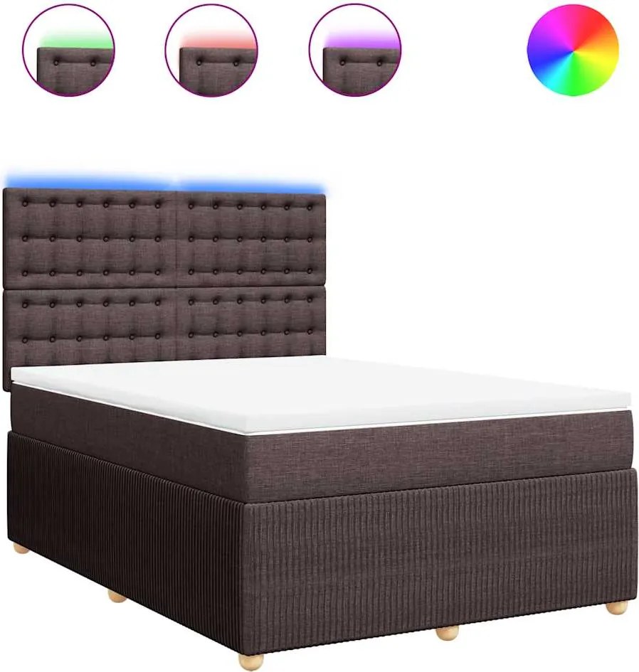 Box spring postel s matrací tmavě hnědá 140x190 cm textil 3294368