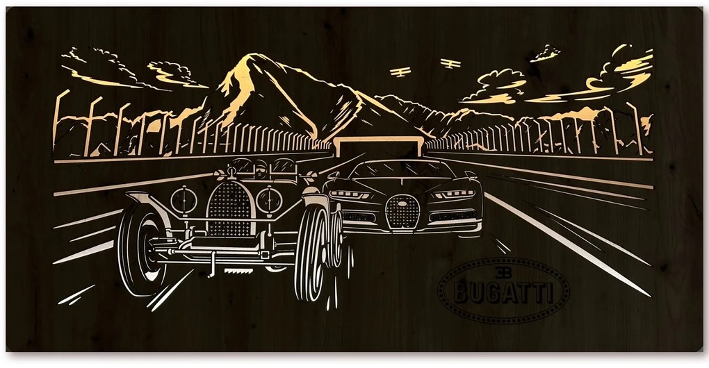 Li-Go "Bugatti" světelný obraz 230V 100x50cm provedení povrchu: dub světlý