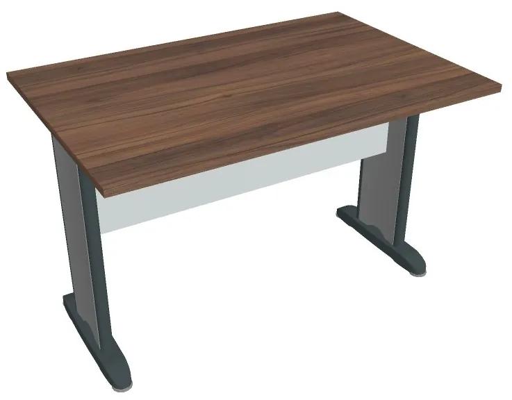 Stůl jednací rovný 120 cm - Hobis Cross CJ 1200 Dekor stolové desky: ořech, Dekor lamino podnože: šedá, Barva nohou: černá