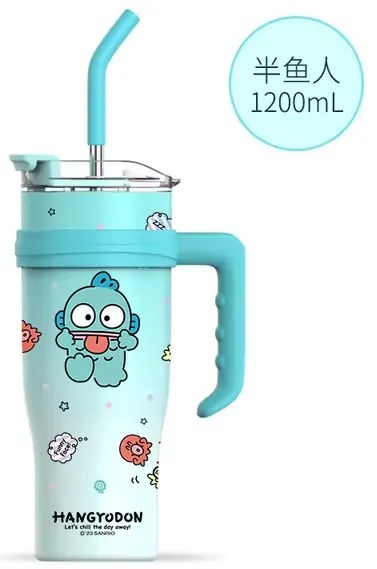 Dětský termohrnek - Hello Kitty, Kuromi, Cinnamoroll, Melody, nerezová ocel s brčkem (1200 ml) Barva: tyrkysová (Winter)