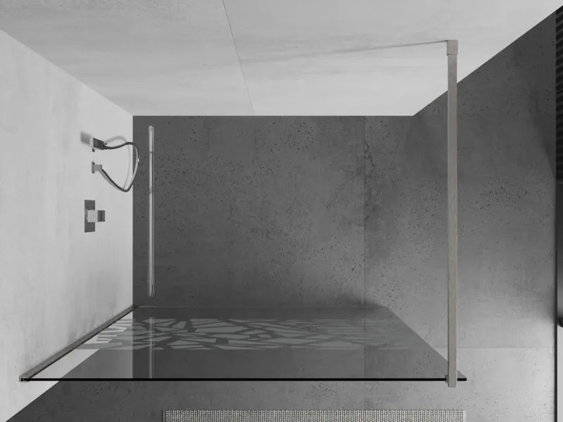 Mexen Kioto, sprchová zástěna Walk-In 70 x 200 cm, 8mm čiré sklo bílý vzor, broušená ocel profil, 800-070-101-97-85