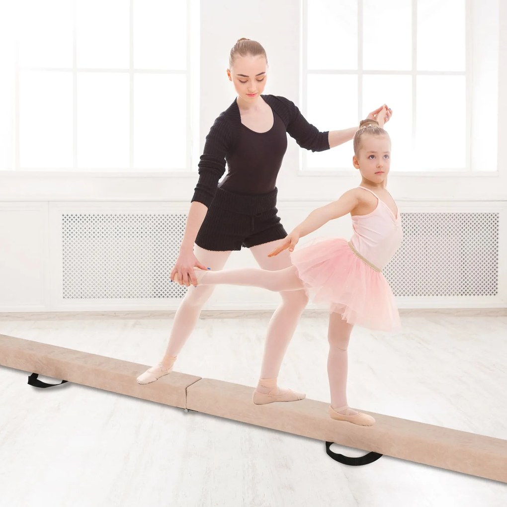 Costway 270 cm kladina dětská kladina skládací gymnastická kladina s – hnědý