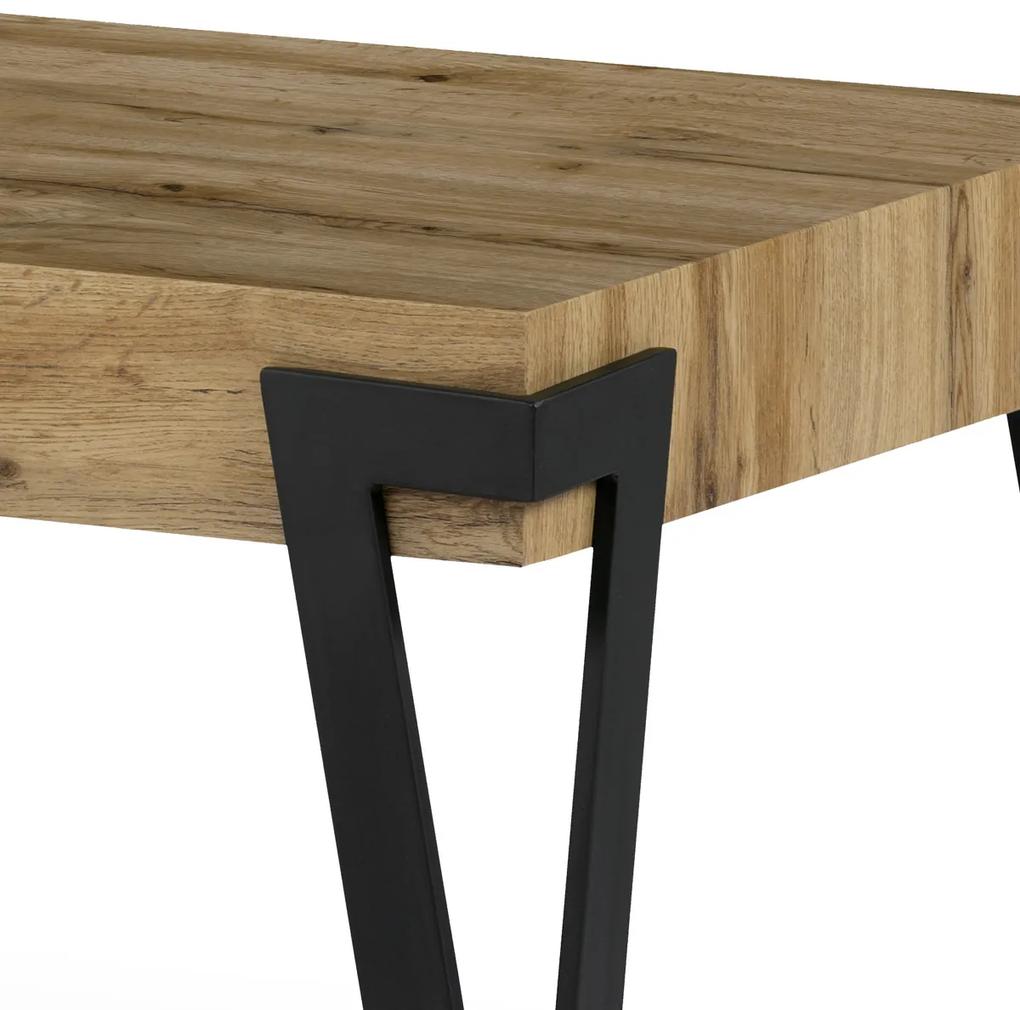 AUTRONIC Konferenční stolek, 112x62x43 cm, deska MDF, dekor divoký dub, kov - černý mat
