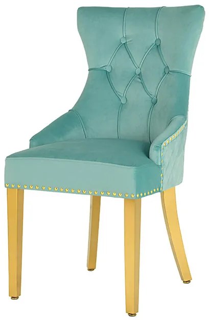 Designová židle Queen Lví hlava světle modrý samet