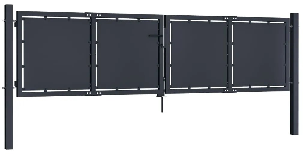 vidaXL Marketos Zahradní brána ocelová 300 x 75 cm antracitová