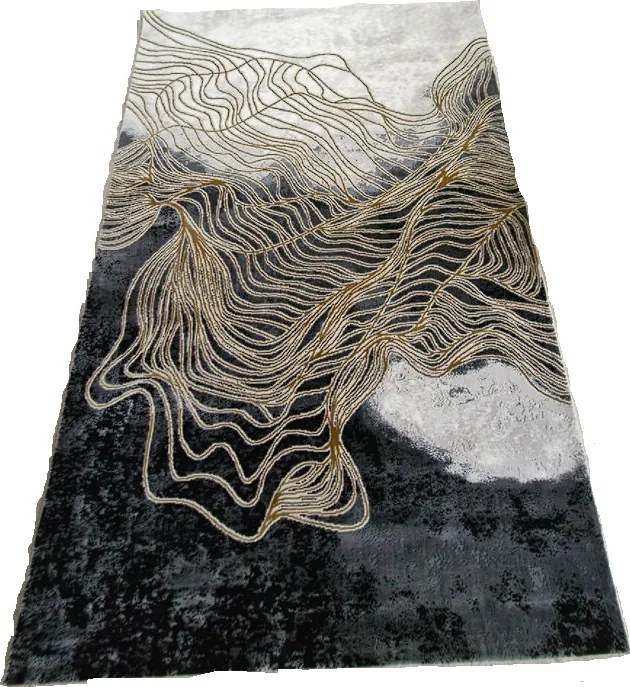 HU Černo-hnědo-bílý moderní koberec Artiste 25419A – Hnědá a šedá Rozměr: 60x110 cm