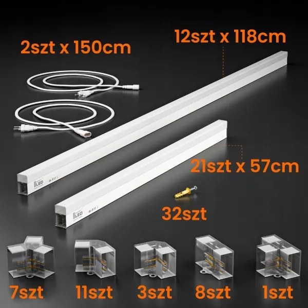 LED Stropní svítidlo LED/384W/85-265V 6500K 484x243 cm CRI 90 IP54 bílá