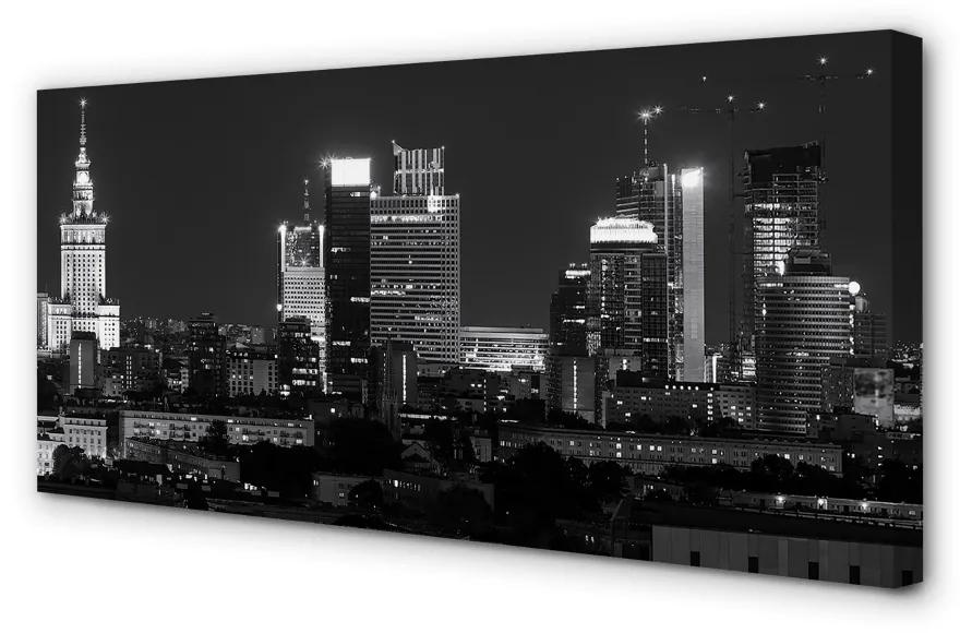 Obrazy na plátně Noční panorama Varšavy mrakodrapů 100x50cm
