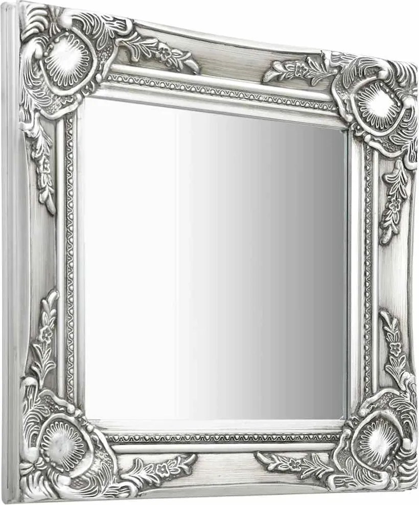 Nástěnné zrcadlo barokní styl 40 x 40 cm stříbrné 320306