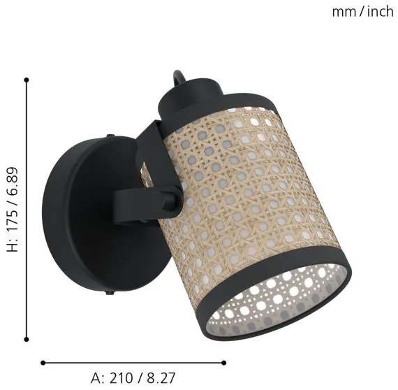 Eglo 43493 - Nástěnné svítidlo RUSCOMB 1xE27/10W/230V