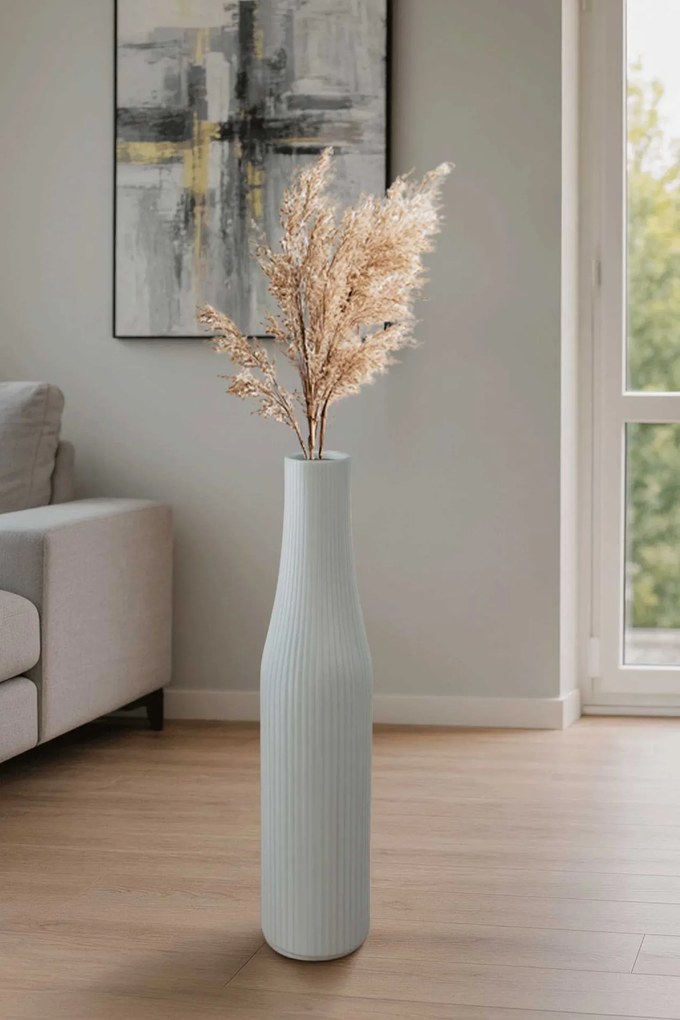 Podlahová váza VERTIGO, sklolaminát, výška 80 cm, bílý mat