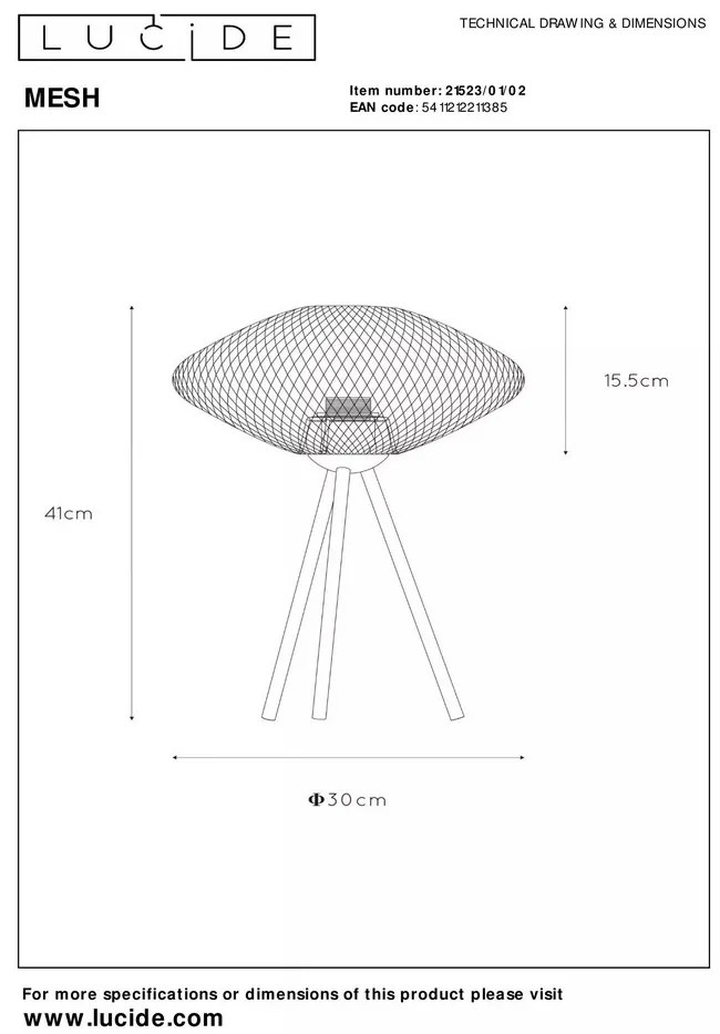 LUCIDE Stolní lampa MESH  průměr 30 cm - 1xE27 - Brass