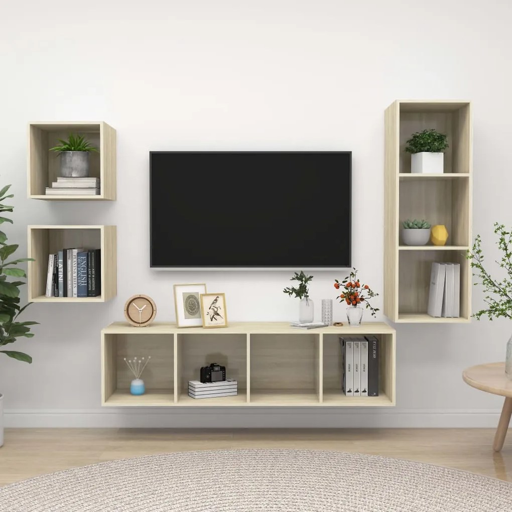 4dílný set TV skříněk dub sonoma kompozitní dřevo 3079775