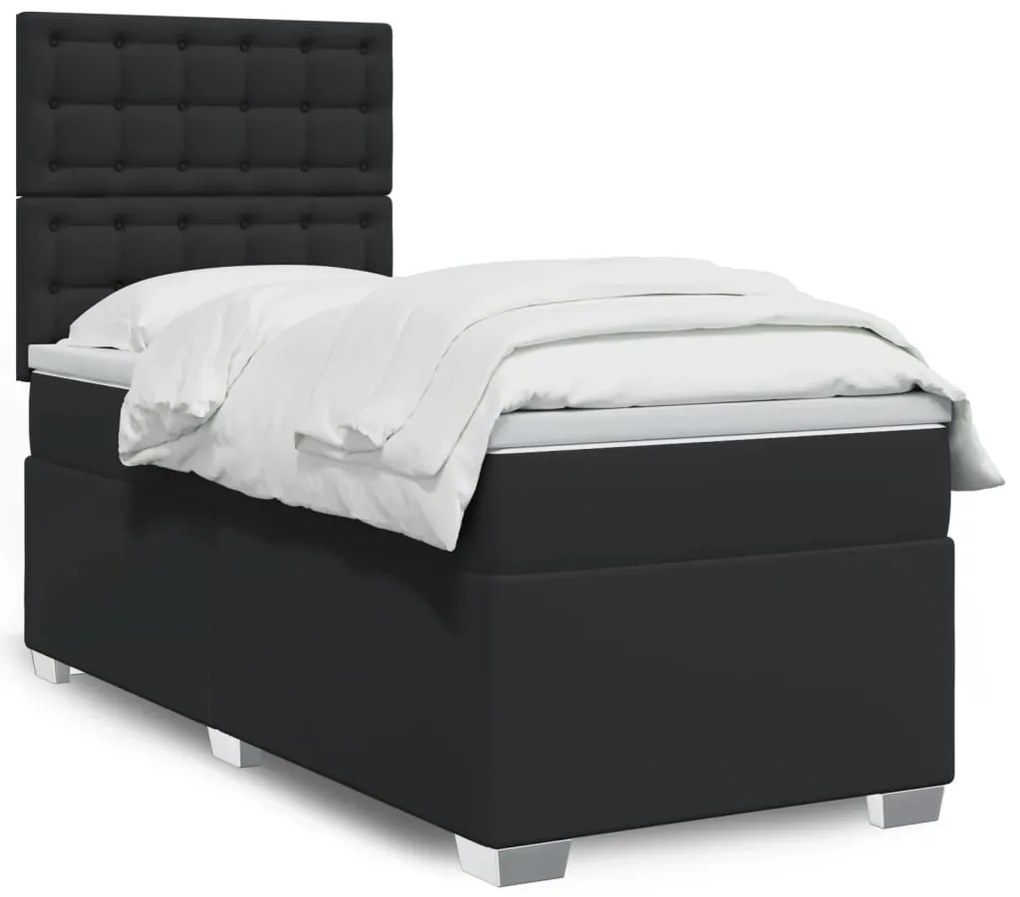 Box spring postel s matrací černá 100x200 cm umělá kůže 3290708