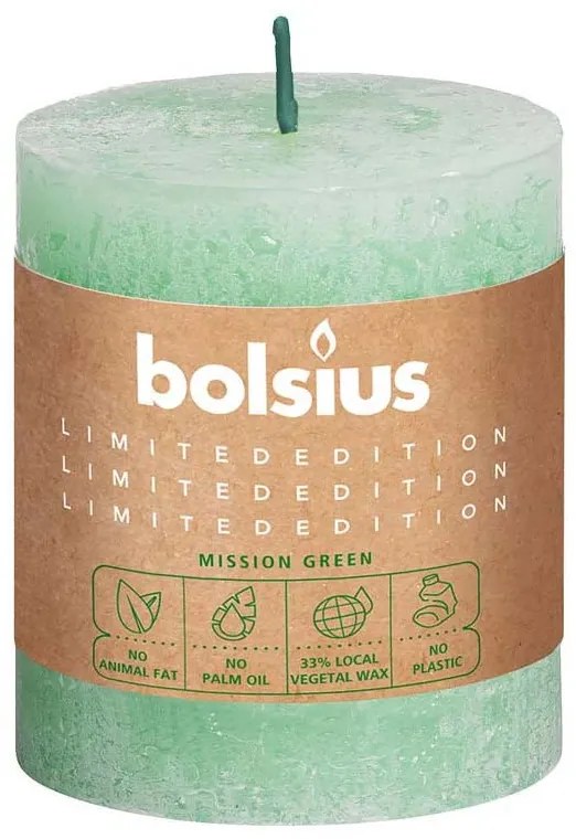 Bolsius - svíčka EKO Rustic 6,8 x 8 cm, zelená