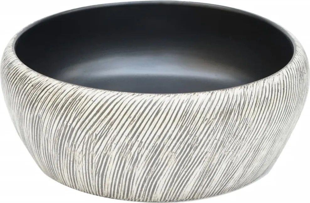 Umyvadlo na desku černé a šedé kulaté Φ 41 x 14 cm keramika 155061