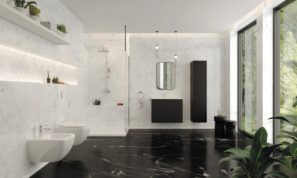 Deante Prizma, vysoká závěsná skříňka 350x350x1600 mm, černá matná, DEA-SDI_NSL1