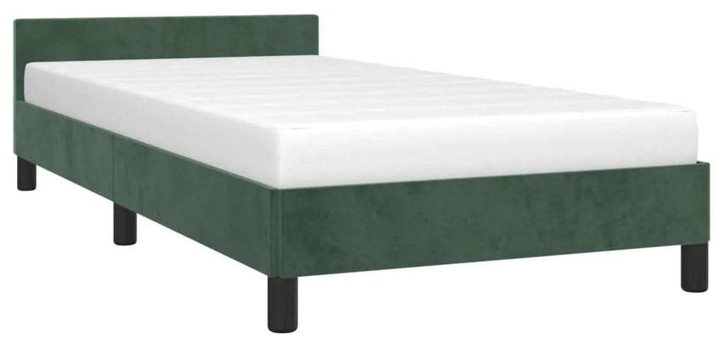 Rám postele s čelem tmavě zelený 90x200 cm samet