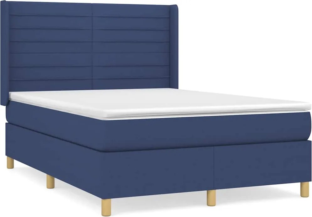 Box spring postel s matrací modrá 140x200 cm textil 3132079