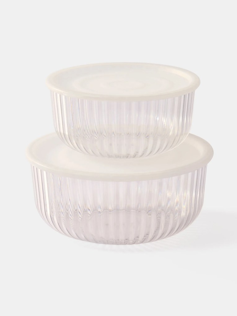 Sinsay - Žebrované nádoby na potraviny s průhlednými víčky 2 pack - clear