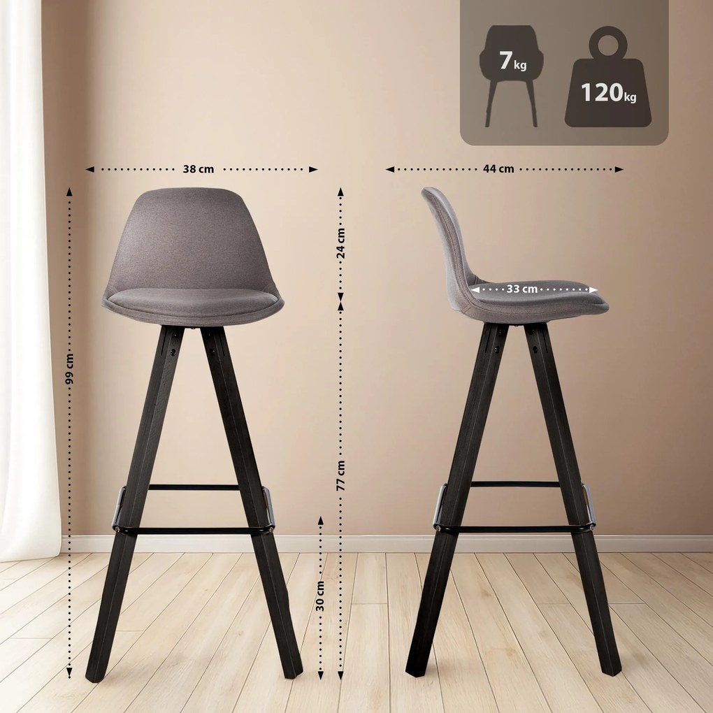 Sada 2 barových židlí Corbin látka Square – taupe