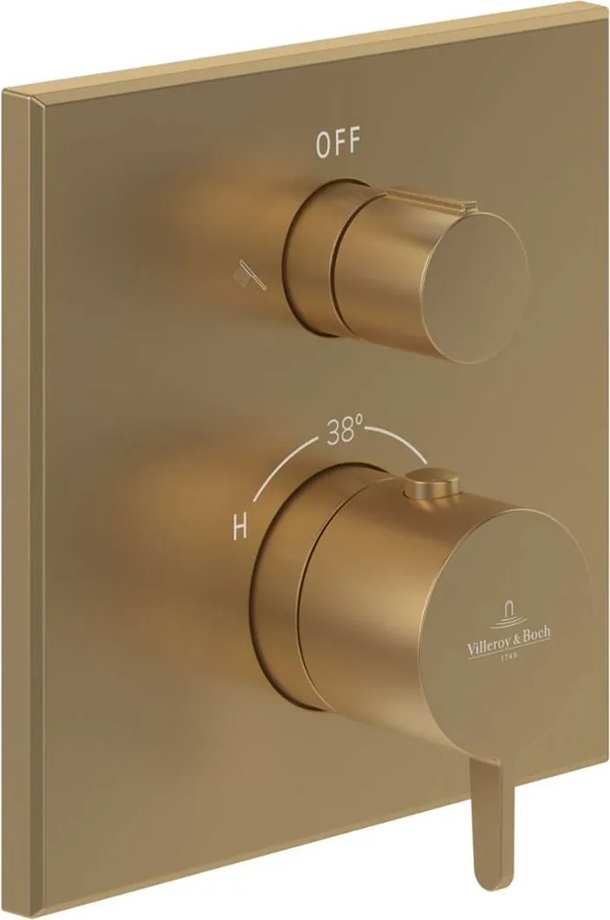 Villeroy & Boch Conum - Termostatická baterie pod omítku, pro 2 spotřebiče, kartáčované zlato TVS12700300076
