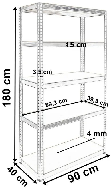 Regál 180x90x40 cm černý