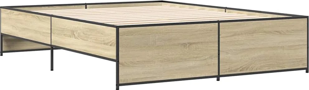 Rám postele dub sonoma 150 x 200 cm kompozitní dřevo a kov 3279883