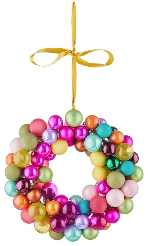 Butlers X-MAS Věnec ze skleněných vánočních koulí 25 cm