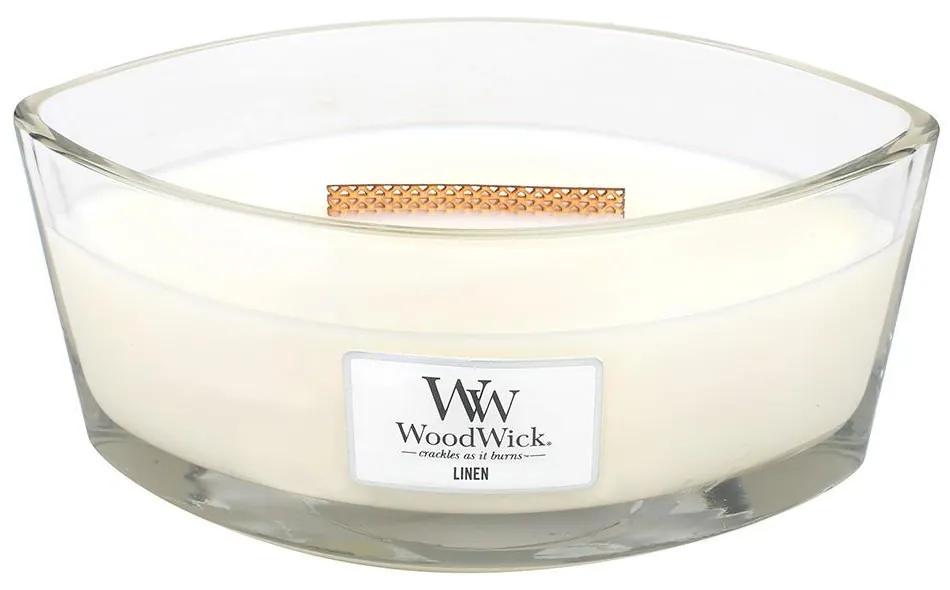 WoodWick Vonná svíčka WoodWick Čisté prádlo 454 g, krémová barva, sklo, vosk