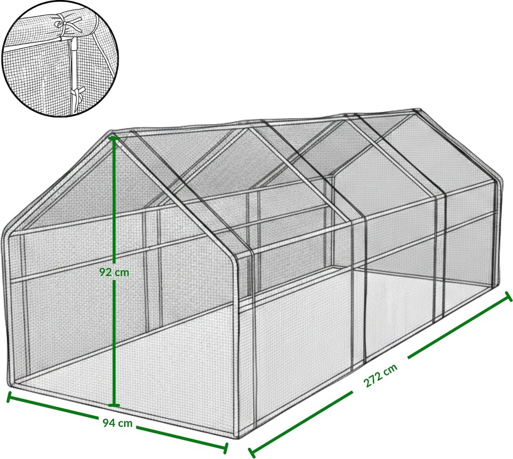 Fóliový skleník 270 x 90 x 90 cm