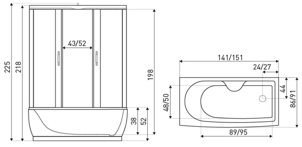 BPS-koupelny Hydromasážní box NV-Mona 151x91