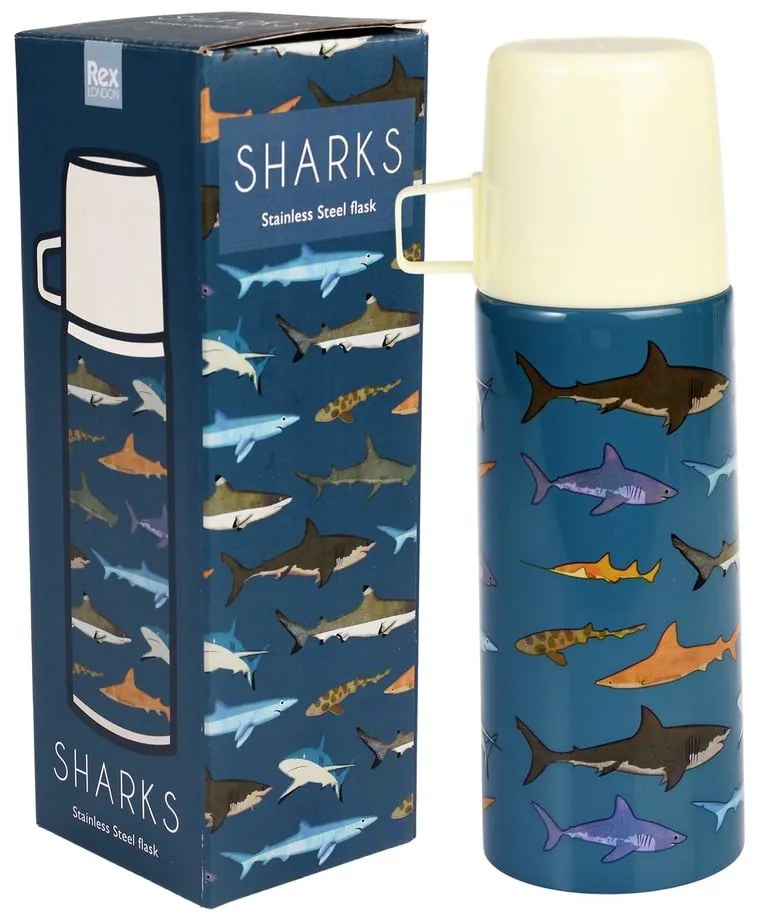 Modrá dětská termoska 350 ml Sharks – Rex London