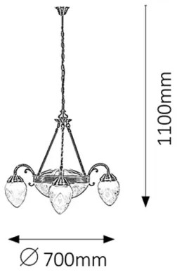 Rabalux 8633 - Lustr na řetězu ANNABELLA 3xE14/40W+2xE27/60W
