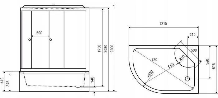 BPS-koupelny Hydromasážní box NV-Jonk P 120x80 pravý