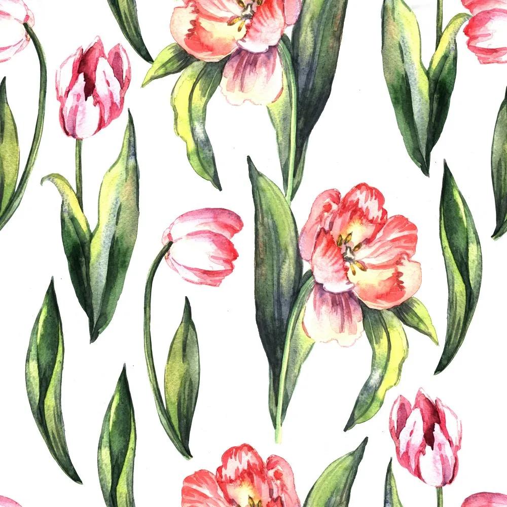 Tapeta Na Zeď Malované Kvetoucí Tulipány Vliesová tapeta 53x1000