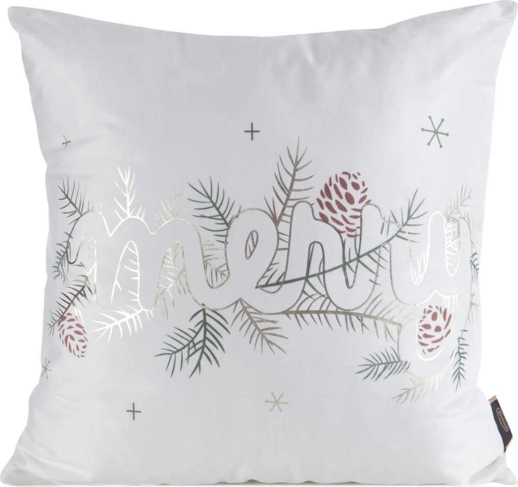 VÁNOČNÍ DEKORAČNÍ POVLAK NA POLŠTÁŘ MERRY1 45X45 CM VZOROVANÝ