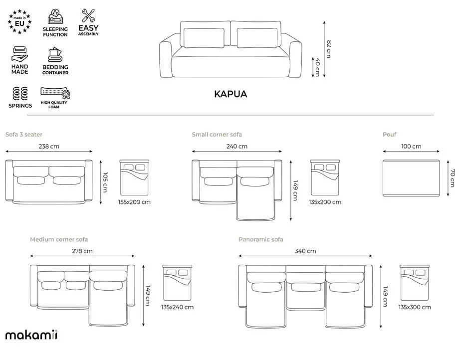Rozkládací/s úložným prostorem pohovka v terakotové barvě 238 cm Kapua – Makamii