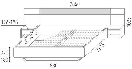 Postel Florencia, čelo oblé čalouněné 180 Domestav F123 Materiál: Buk cink, Barevne provedení: Moření