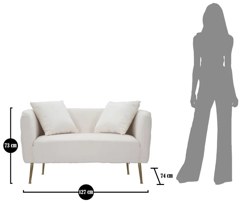 Designová pohovka Pahkakino 127 cm krémová / zlatá