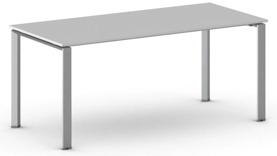 Jednací kancelářský stůl PRIMO INFINITY, 180x90 cm, šedostříbrná podnož, šedá