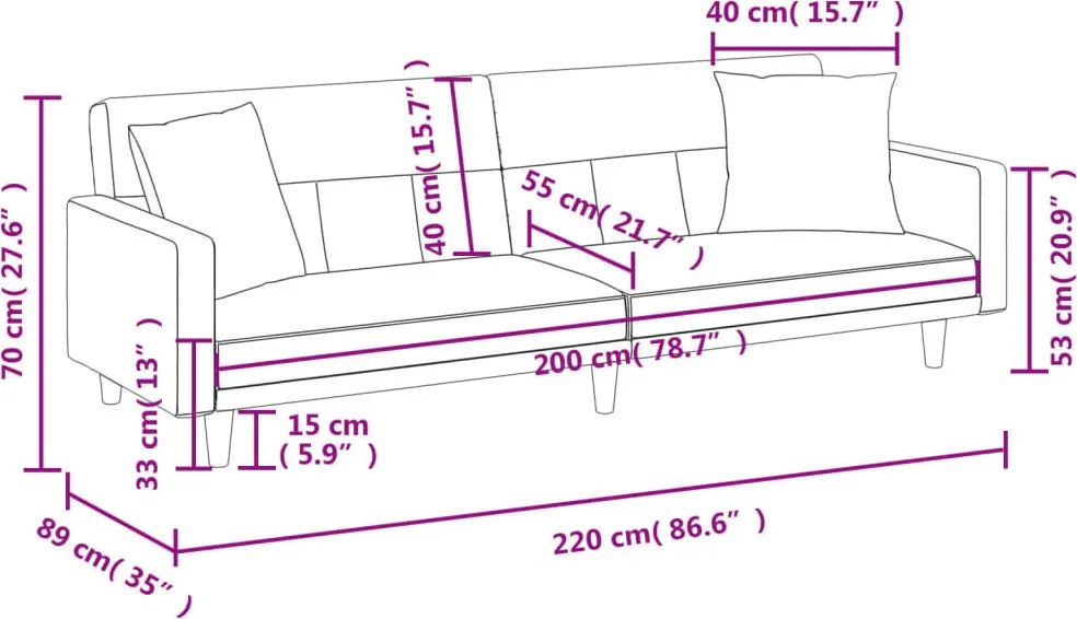 vidaXL Rozkládací pohovka s poduškami textil [351876] Barva: světle šedá