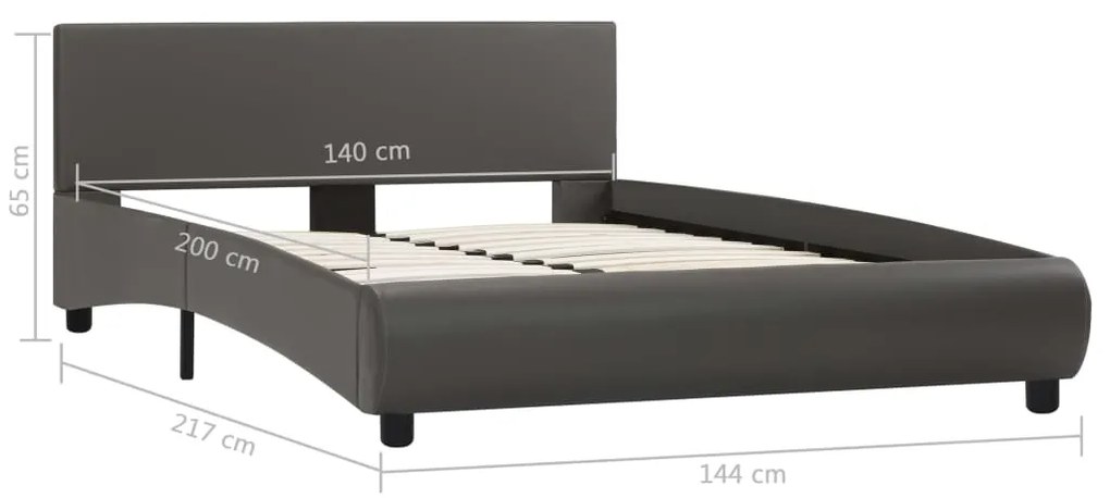 vidaXL Marketos Rám postele s LED světlem šedý umělá kůže 140 x 200 cm