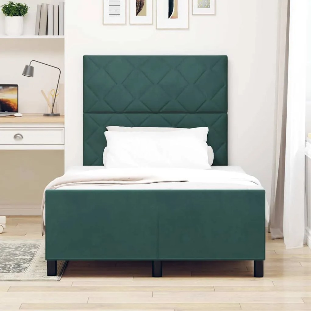 Postel s boxspringem s čelo Tmavě zelená 120 x 200 cm samet 3345002